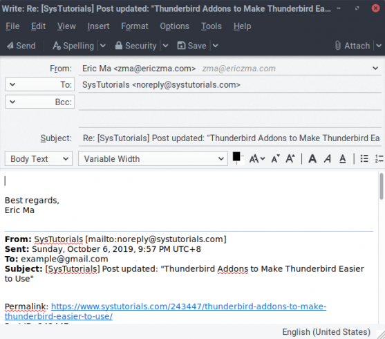 Outlook Style Email Reply Header In Thunderbird Systutorials