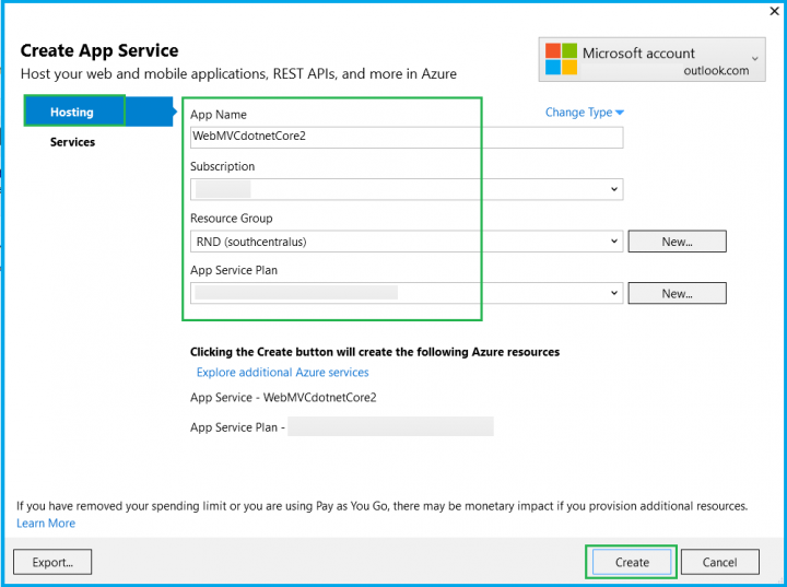 Deploying ASP.NET Core 2.0 MVC application to Azure Web apps using Visual Studio 2017